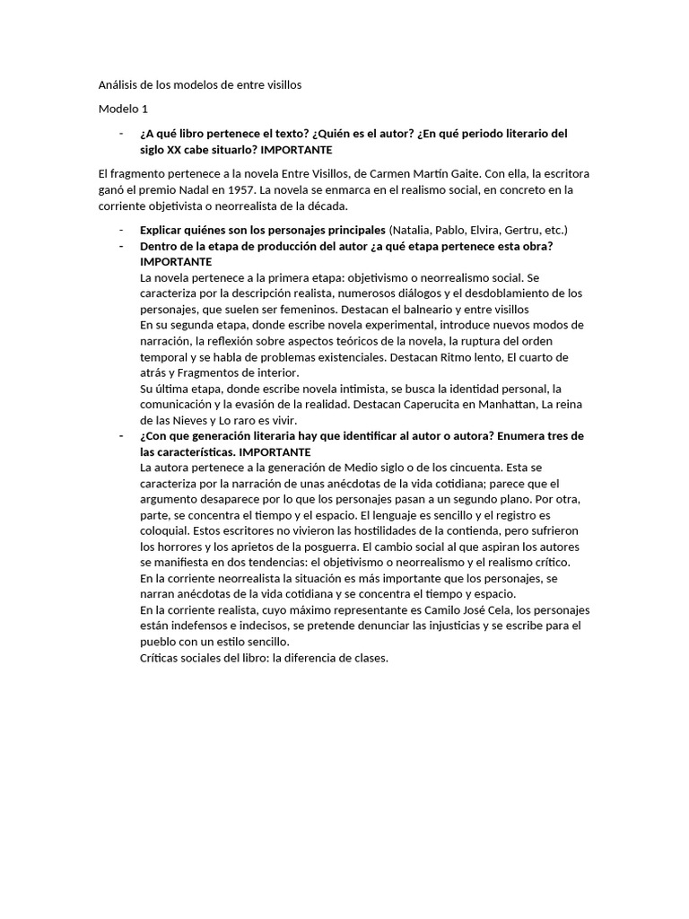 Análisis Modelos | PDF | Novelas | Narración