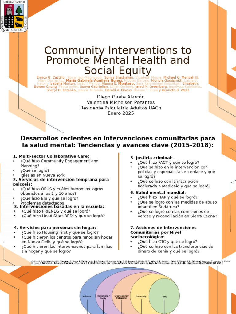 Intervenciones comunitarias en salud mental | PDF | Cuidado de la salud ...