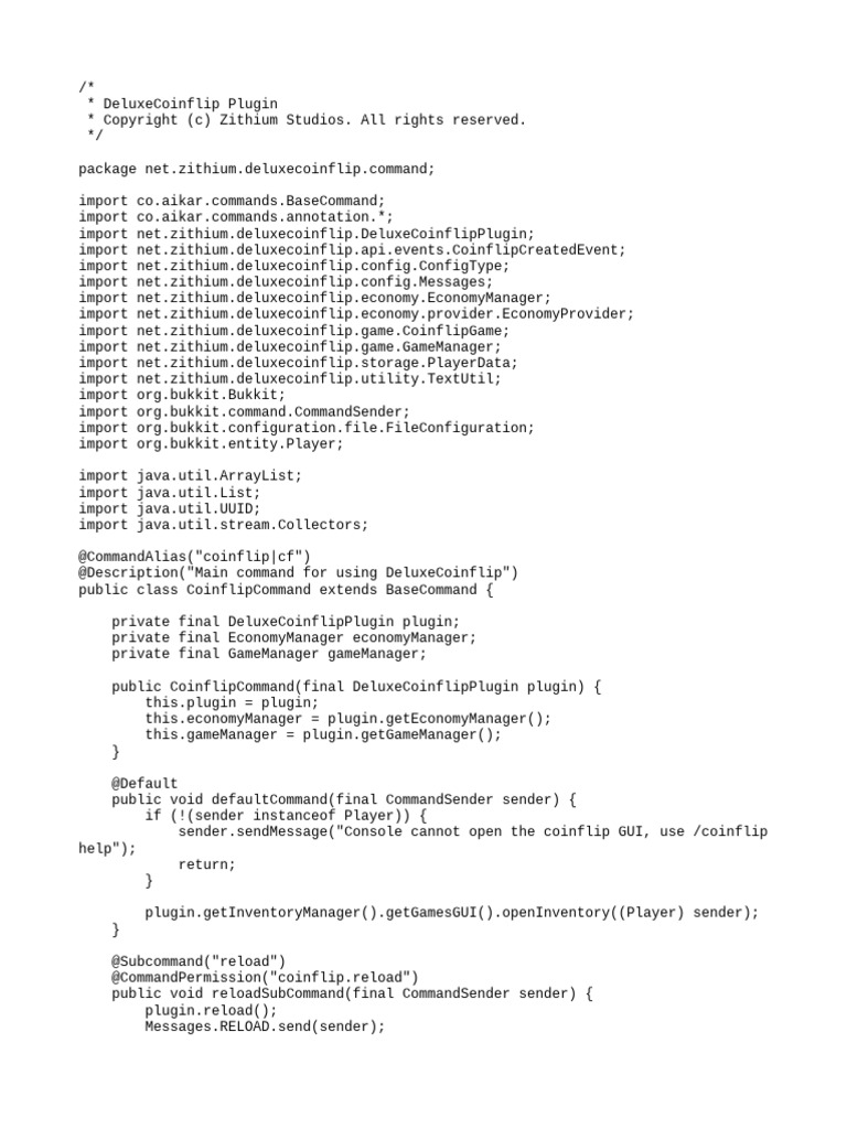 CoinflipCommand | PDF | Software Development | Computer Science