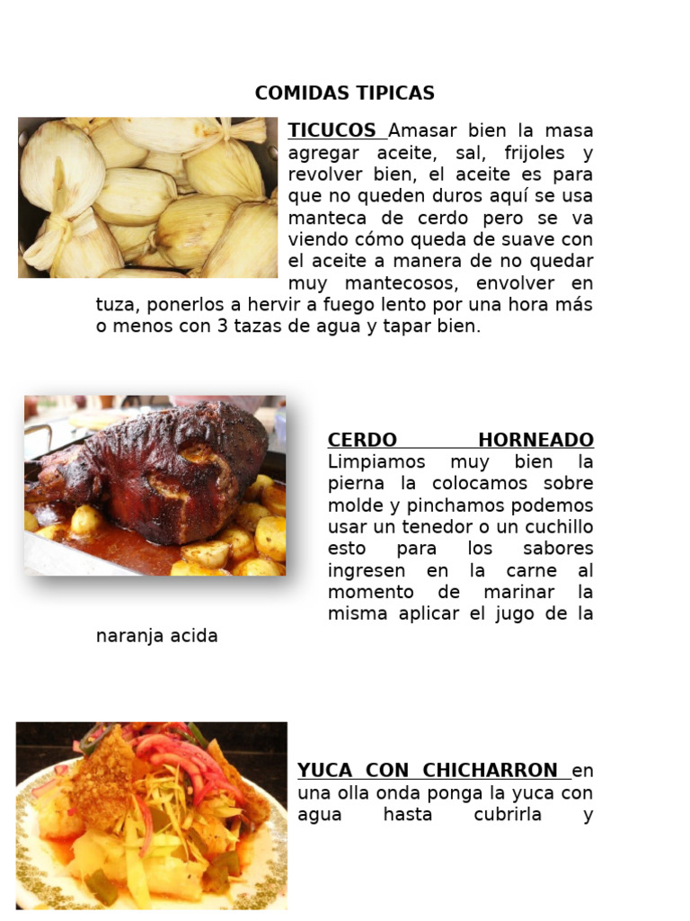 3 COMIDAS TIPICAS 3 Bebidas Tipicas | PDF | Alimentos | Cocina de las ...