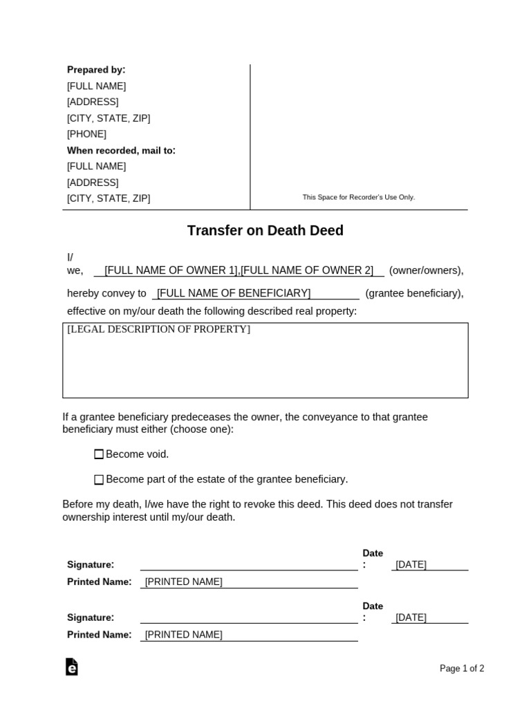 Transfer-on-Death-Deed | PDF | Deed | Notary Public