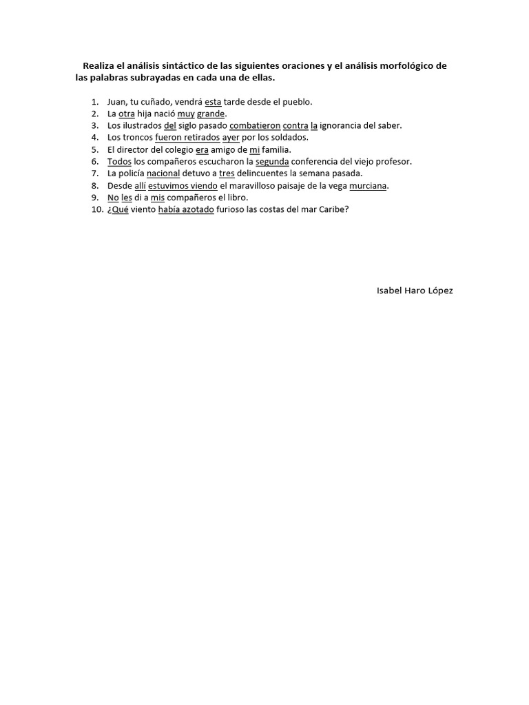 Prácticas Morfología y Sintaxis 2 | PDF
