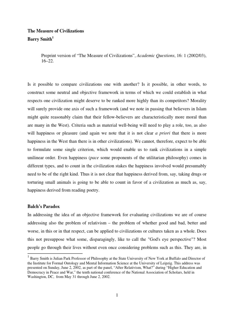 The Measure of Civilizations | PDF | Happiness | Truth