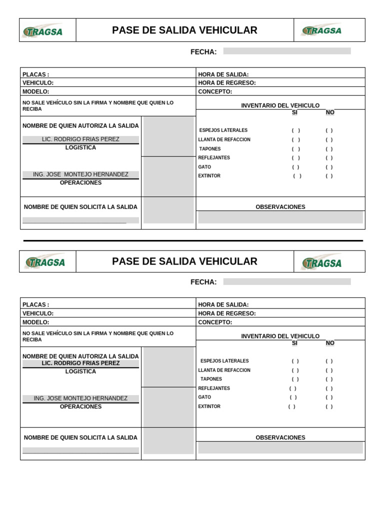 PASE DE SALIDA VEHICULAR | PDF | Vehículo de motor