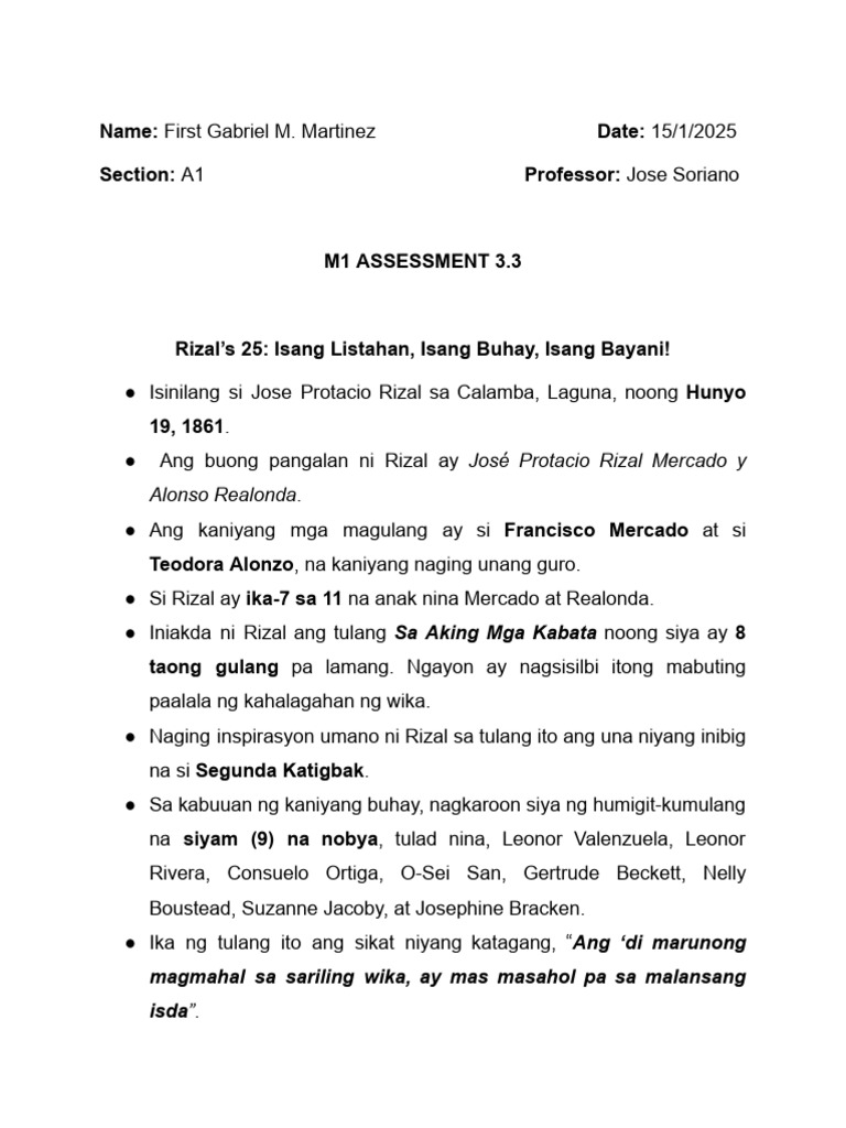M1 Assessment 3.3 - Martinez - A1 | PDF