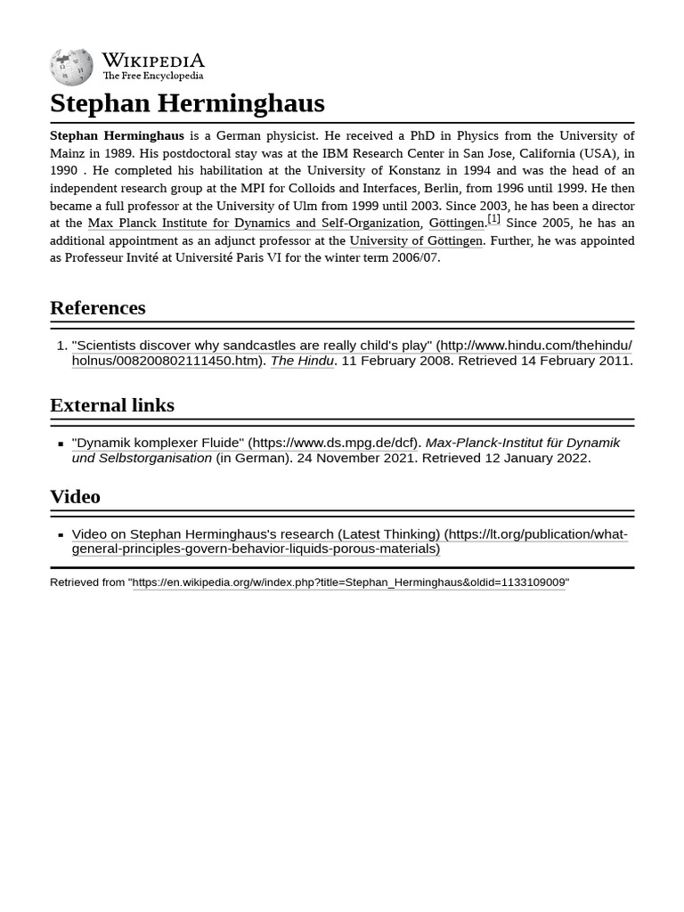 Stephan Herminghaus: Career Overview | PDF