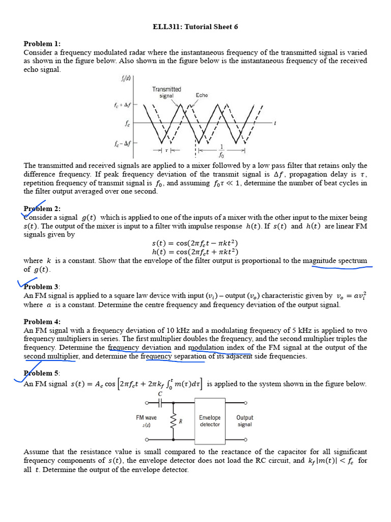 Tutorial 6 Pdf Frequency Modulation Electricity