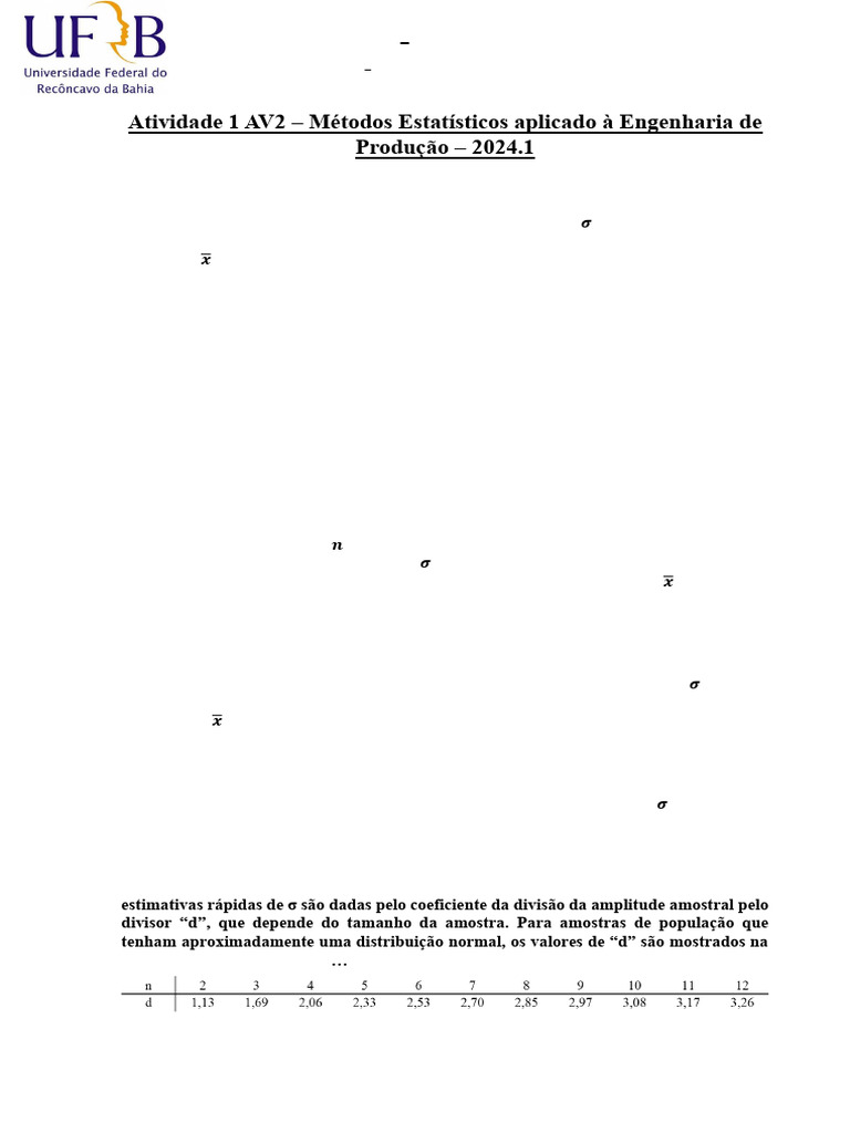 Atividade 1 AV2 MEEP UFRB 2024 1 | PDF | Estimador