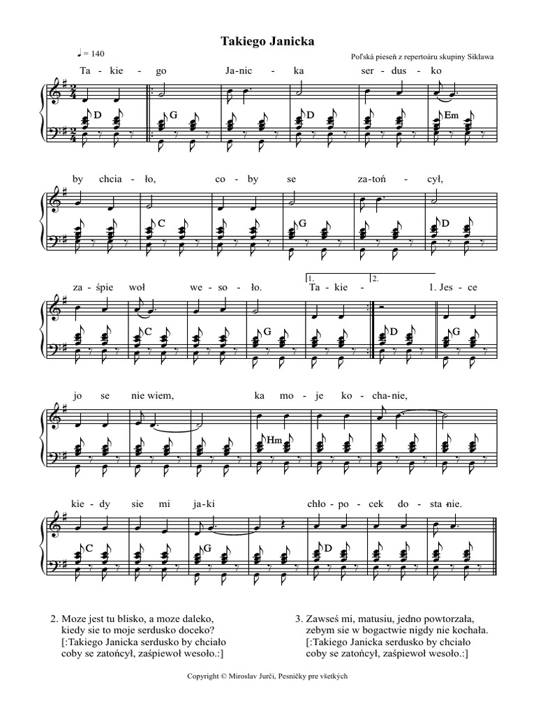 Takiego Janicka Akordeon | PDF