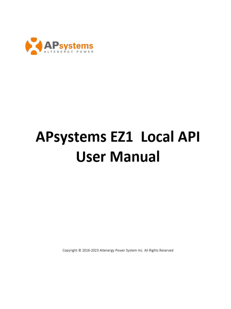APsystems EZ1 Local API User Manual | PDF | Internet Protocols ... APsystems EZ1 Local API User Manual | PDF | Internet Protocols ...