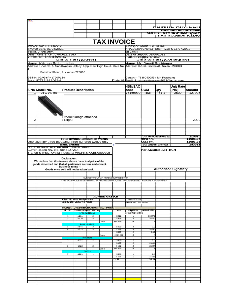 Tax Invoice - Admire-Delhi-23-24 | PDF | Invoice