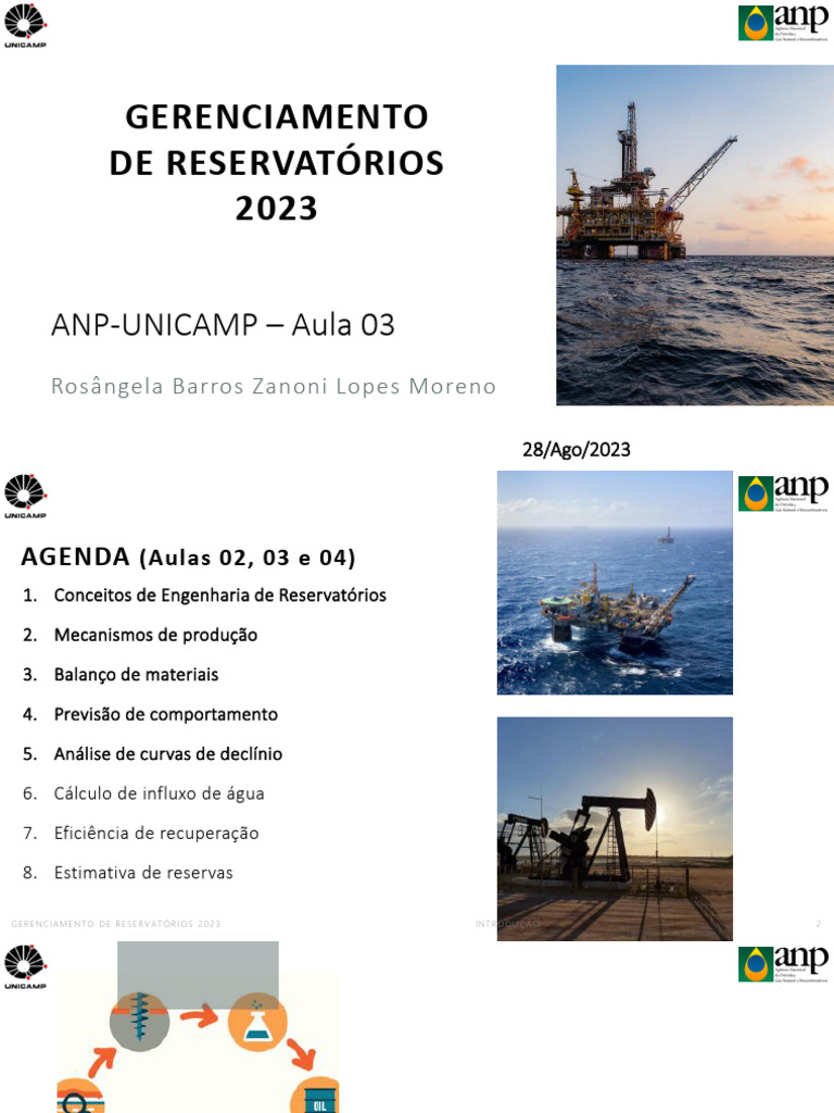 2023-CursoANP-Gerenciamento-Reservatorios-UNICAMP - Aula 03 - 03out2023 | PDF | Reservatório de ...