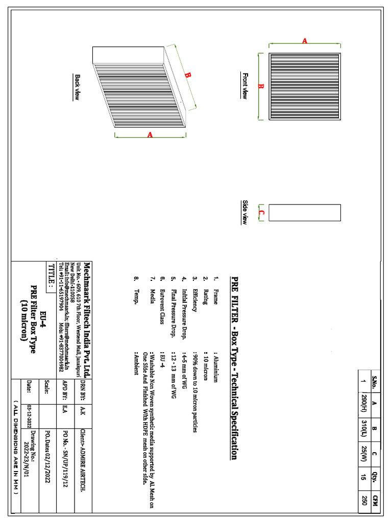 01- Pre Filter Box Type. | PDF