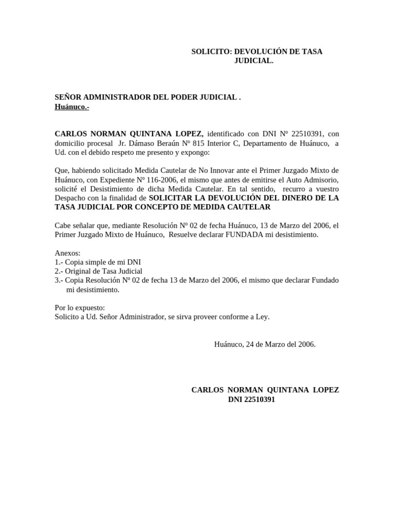 DEVOLUCION DE TASA | PDF