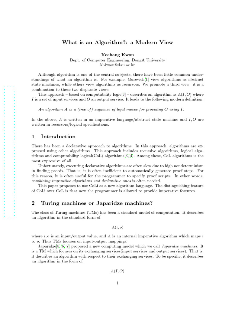 What An Is Algorithm A Mordern View | PDF | Algorithms | Logic