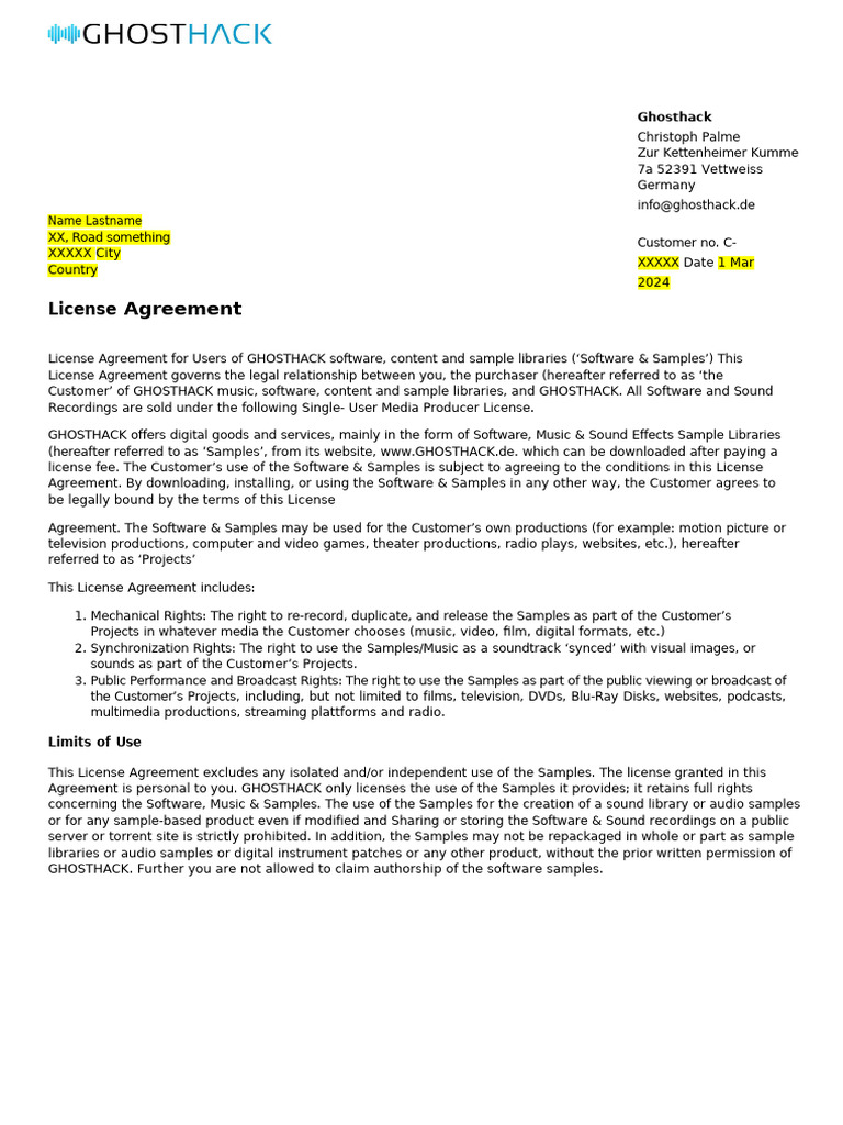 custom_license | PDF | Indemnity | License