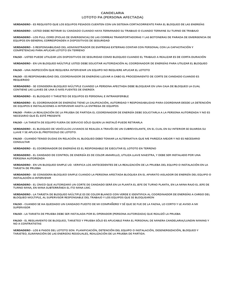 Protocolo LOTOTO en Candelaria | PDF