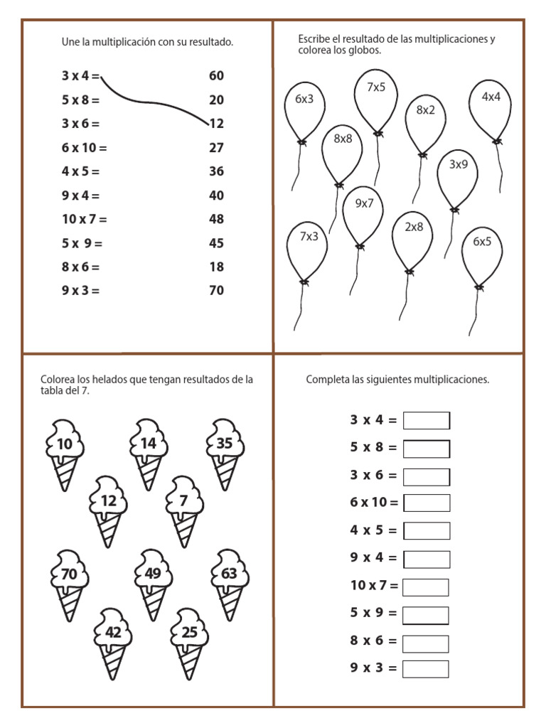 Ejercicios de Multiplicación para Niños | PDF