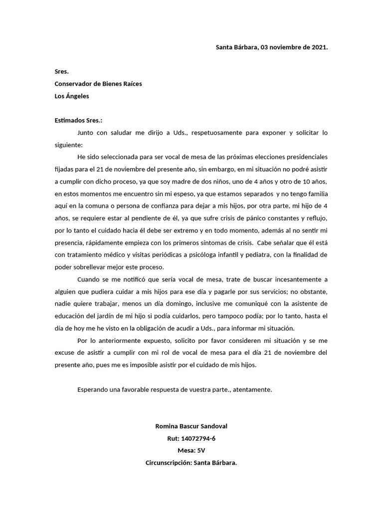 Carta de Excusa | PDF