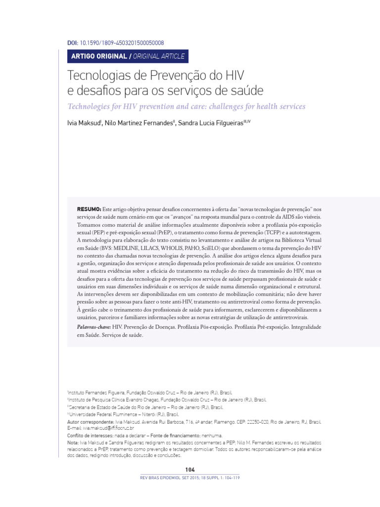 Tecnologias de Prevenção Do HIV | PDF | HIV/AIDS | Relação sexual