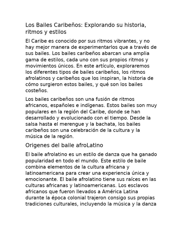 Ritmos y Bailes del Caribe | PDF | Las artes escénicas | Musica Popular