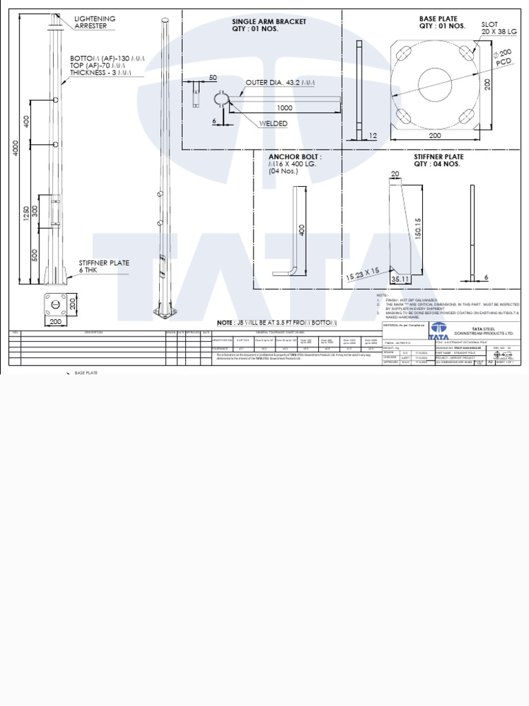 Airport Project Straight Pole Details | PDF | Metalworking | Metals