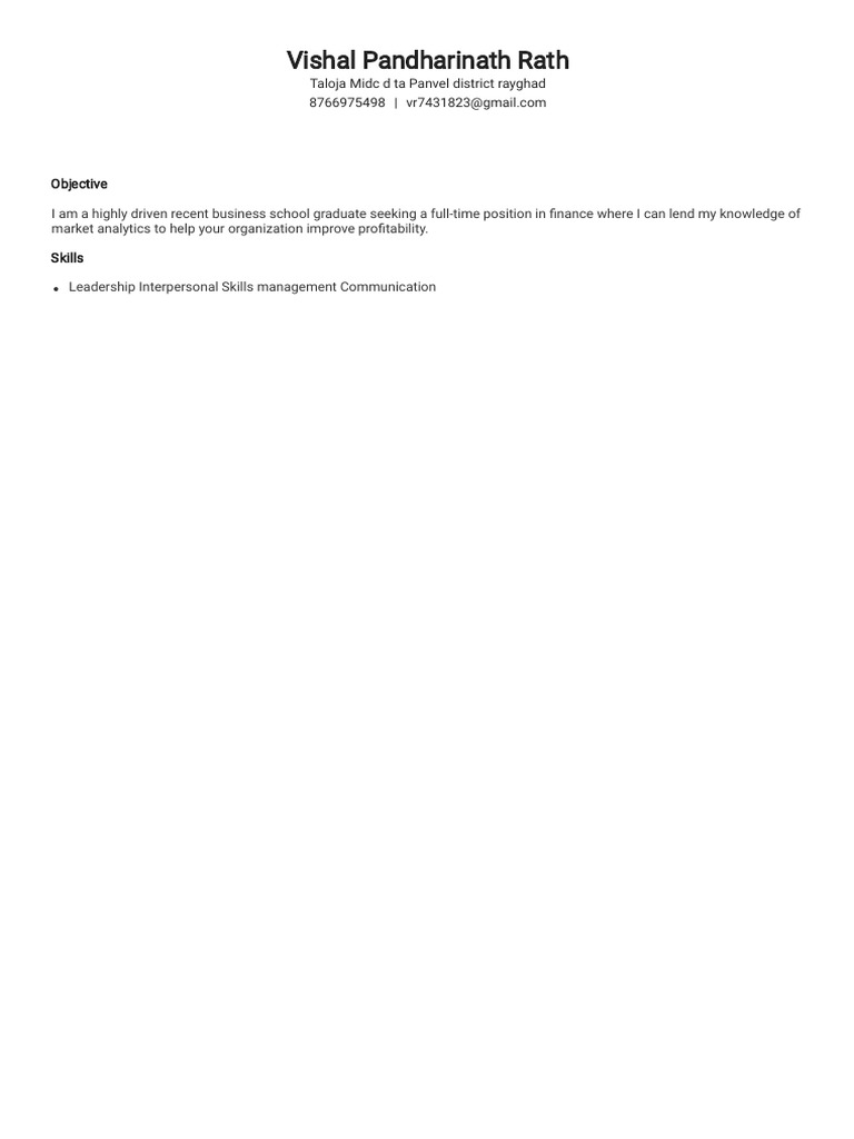 Finance Graduate Seeking Full-Time Role | PDF