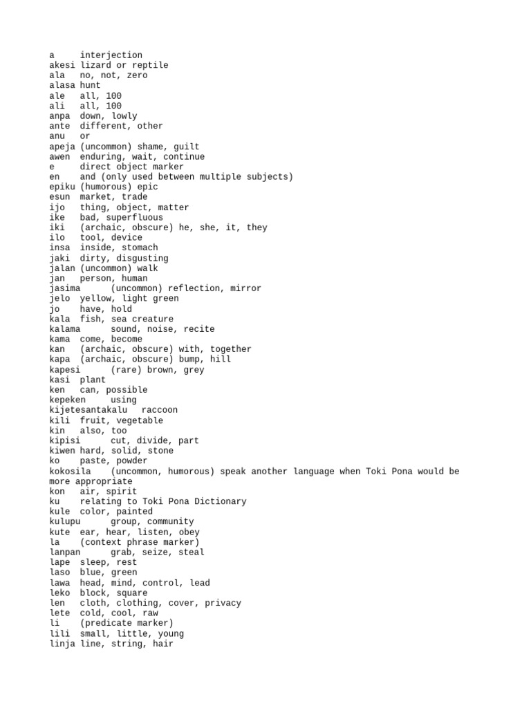 Toki Pona Terms | PDF