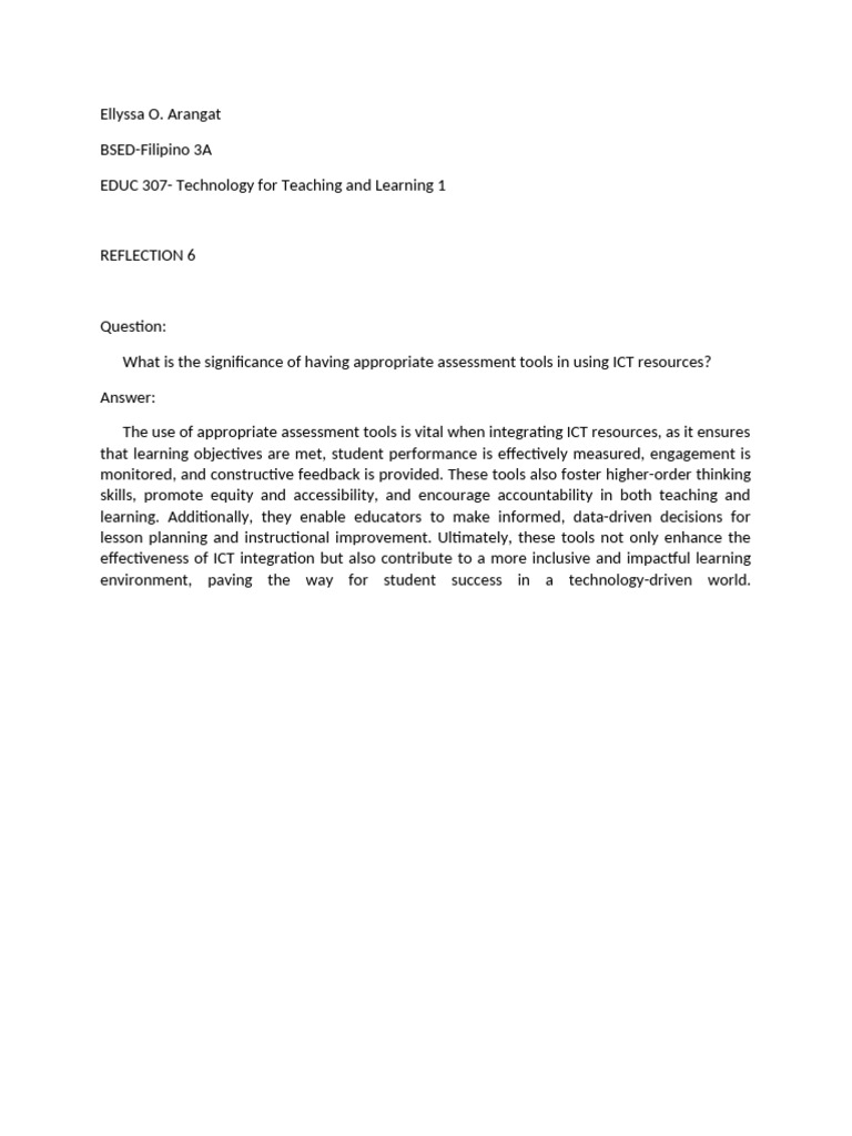 Importance of Assessment Tools in ICT | PDF
