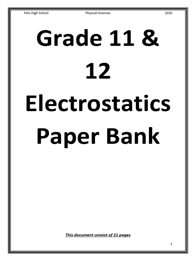 Electrostatics Gr11 QBank-1 | PDF | Electrostatics | Electric Field