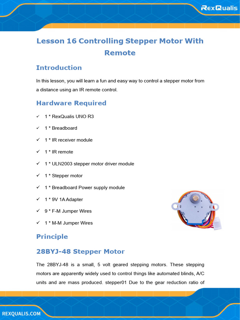Lesson 16 Controlling Stepper Motor With Remote | PDF | Electric Motor ...