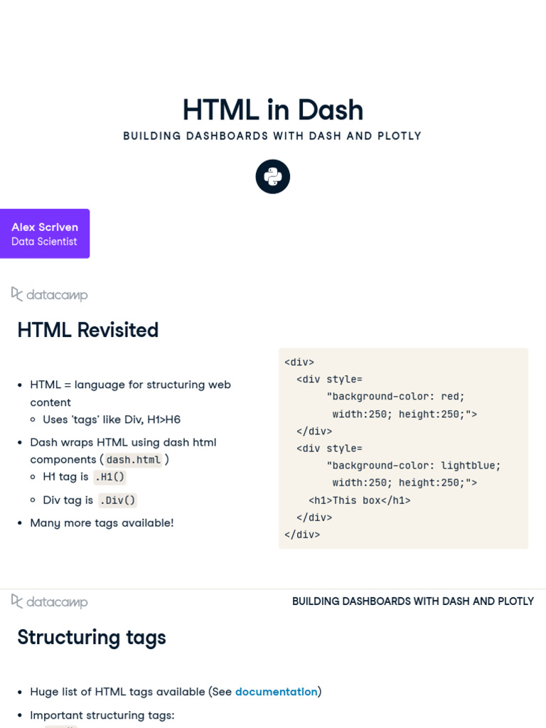 HTML & CSS for Dash Dashboards | PDF | Html | Html Element