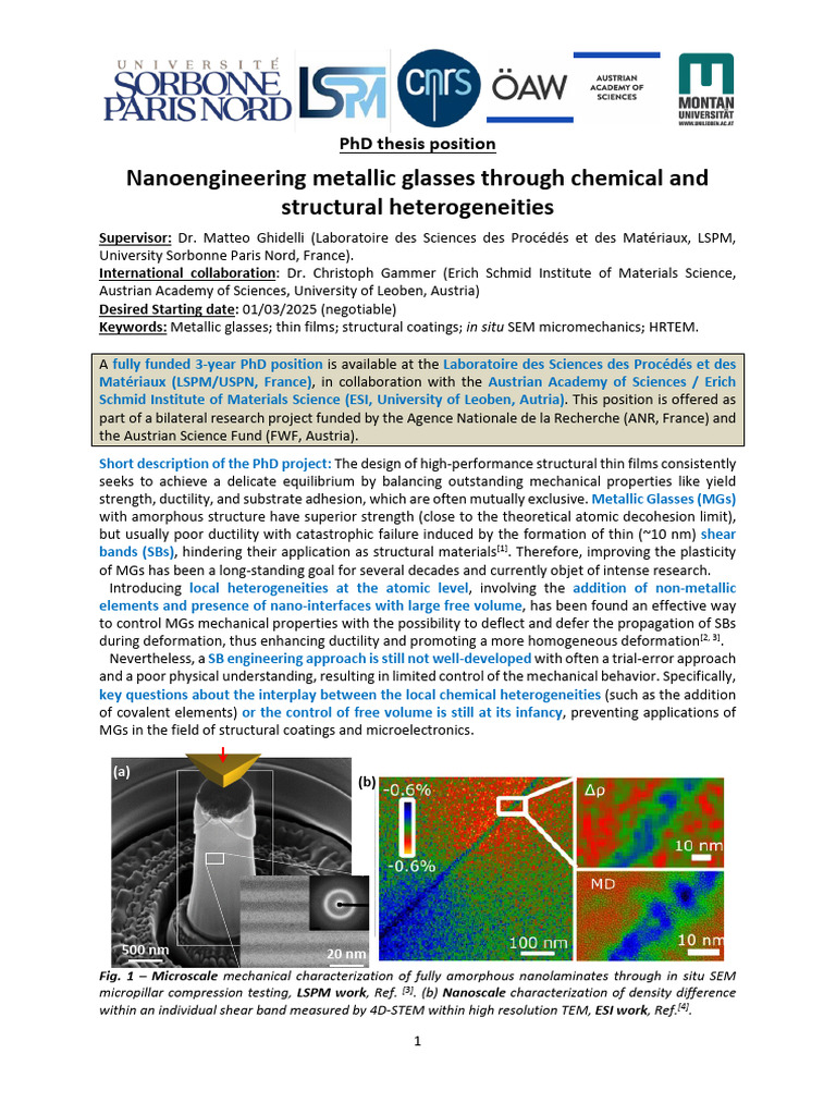 PhD in Nanoengineering Metallic Glasses | PDF | Thin Film | Ductility