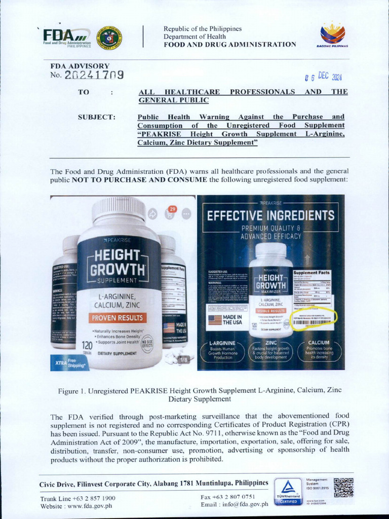 FDA Advisory No.2024 1709 | PDF