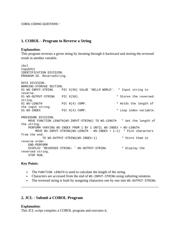 COBOL and JCL Coding Examples | PDF | Personal Identification Number ...