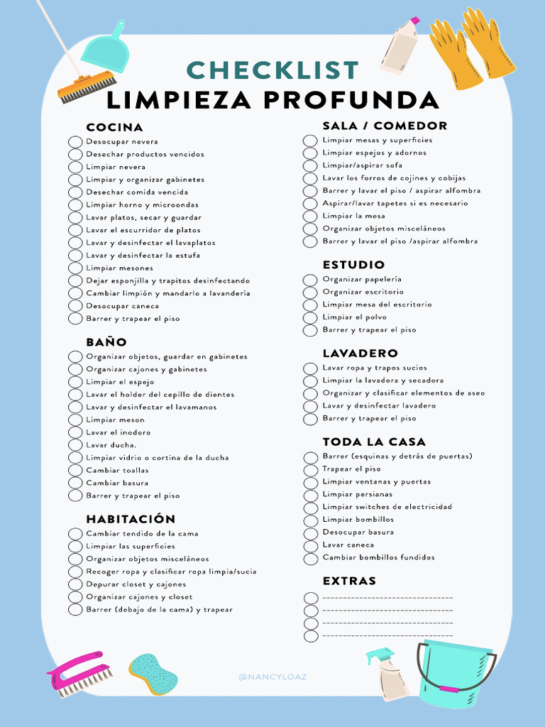 Checklist de Limpieza Profunda - @NANCYLOAZ | PDF