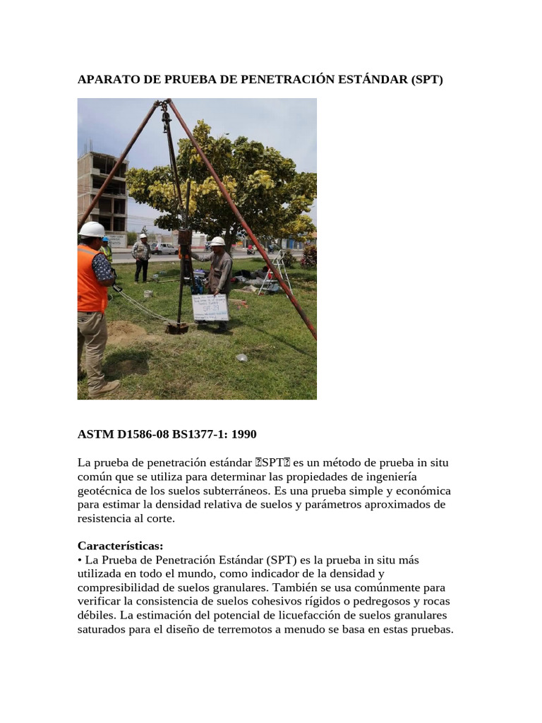 Aparato de Prueba de Penetración Estándar (SPT) | PDF | Acero