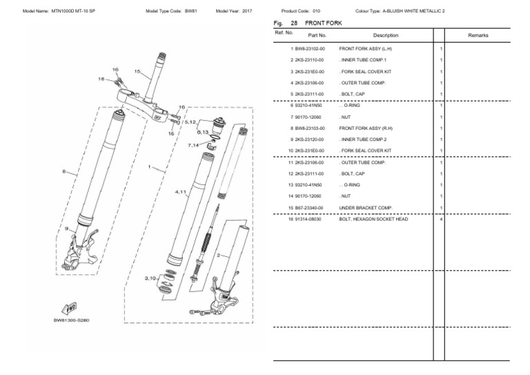 MTN1000D MT-10 SP Front Fork | PDF