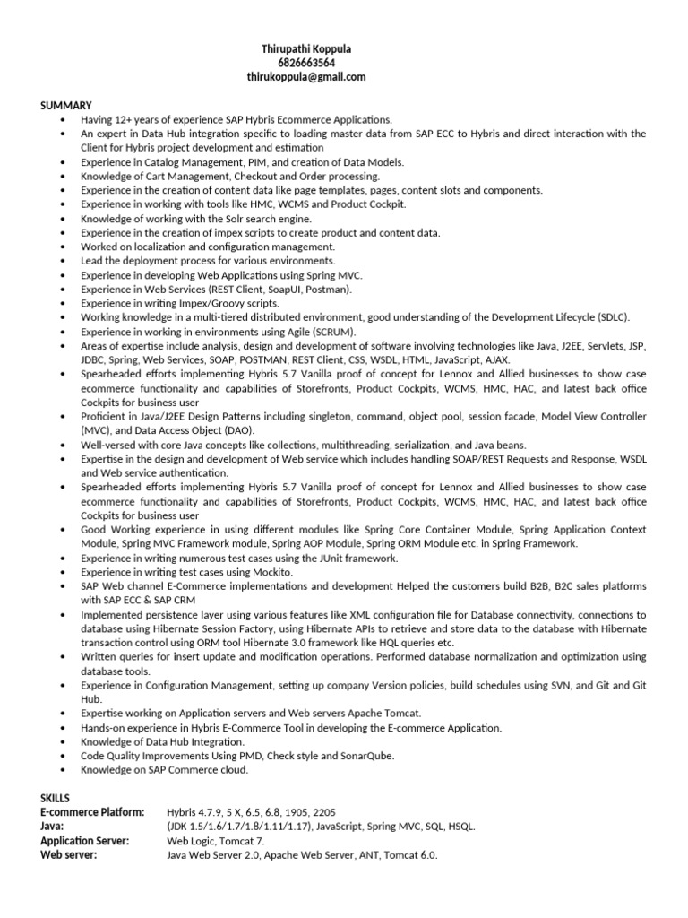 Thirupathi Koppula Re | PDF | Spring Framework | Computing