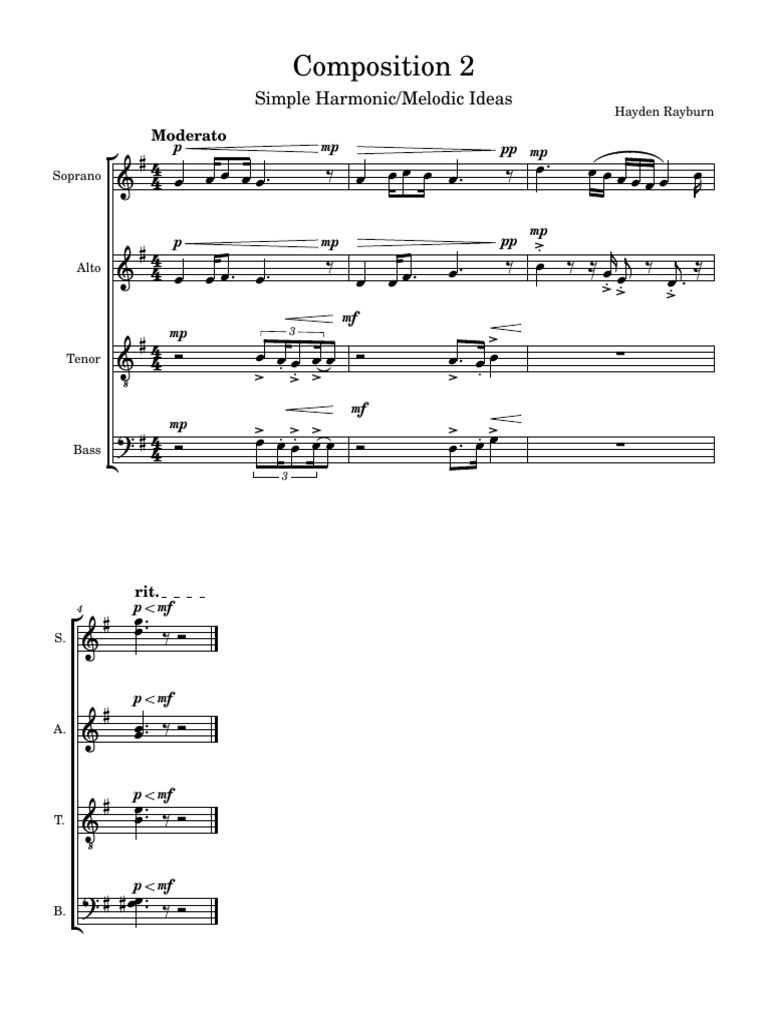 Composition 2 Simple Harmonic and Melodic Ideas Sheet Music | PDF
