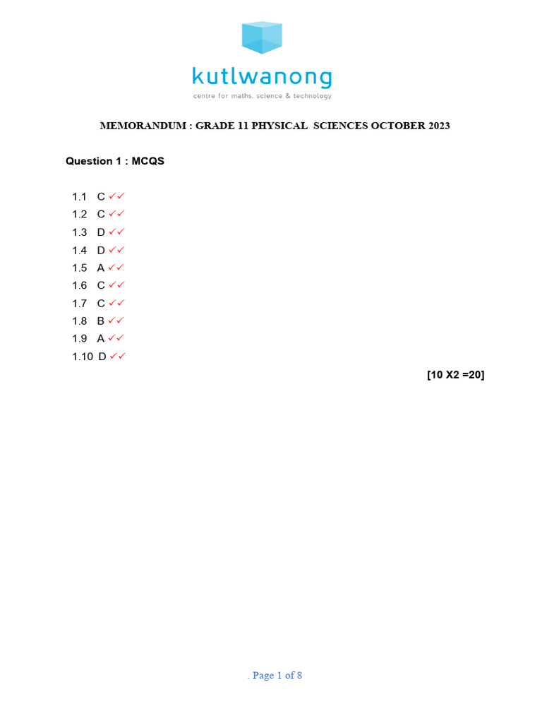 ProMaths MEMO GR 11 PHYSICS. OCTOBER. 2023 | PDF | Force | Electrostatics