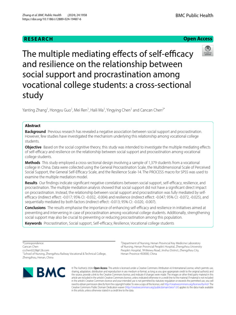 AB #9 The Multiple Mediating Effects of Self-Efficacy and Resilience On The Relationship Between ...