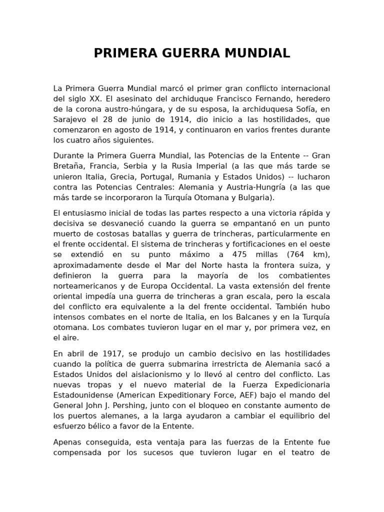 Impacto y causas de la Primera Guerra Mundial | PDF | Alemania nazi ...