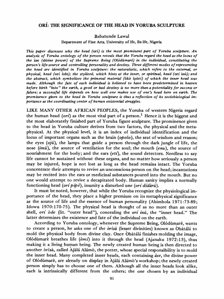 Significance of the Head in Yoruba Art | PDF