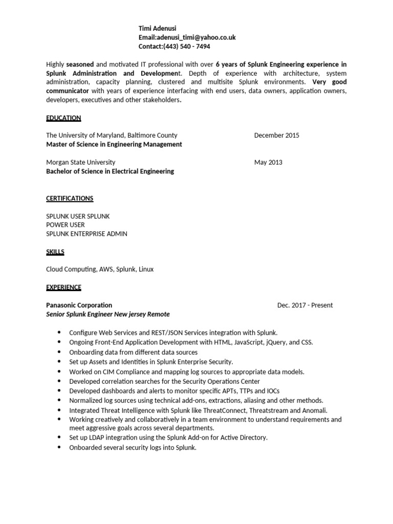 Timi Adenusi - Splunk Administrator | PDF | Operating System | System ...