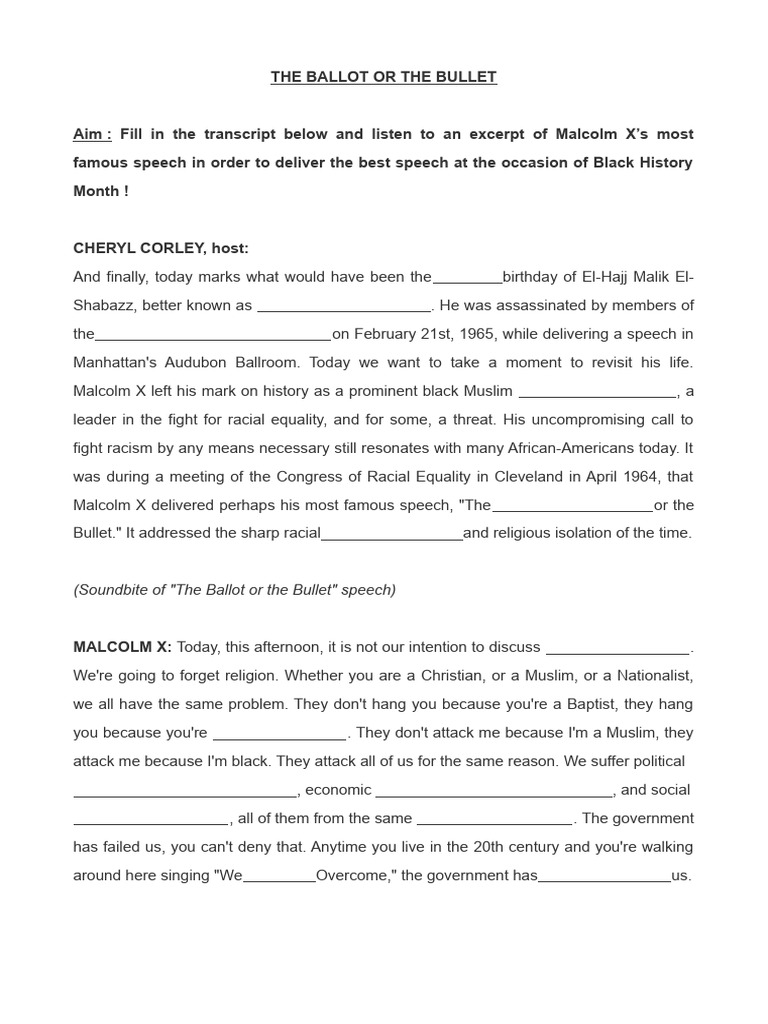 The Ballot and The Bullet - Malcolm X's Speech | PDF | Malcolm X ...