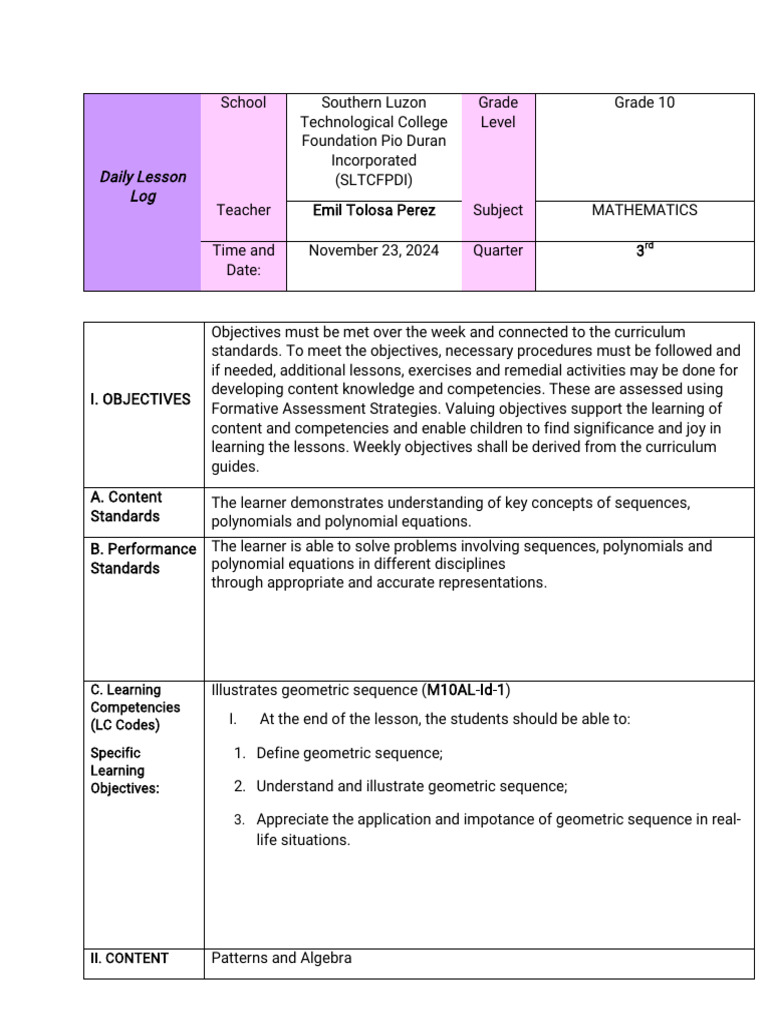5e's LP. Geometric Sequence | PDF | Learning | Geometry