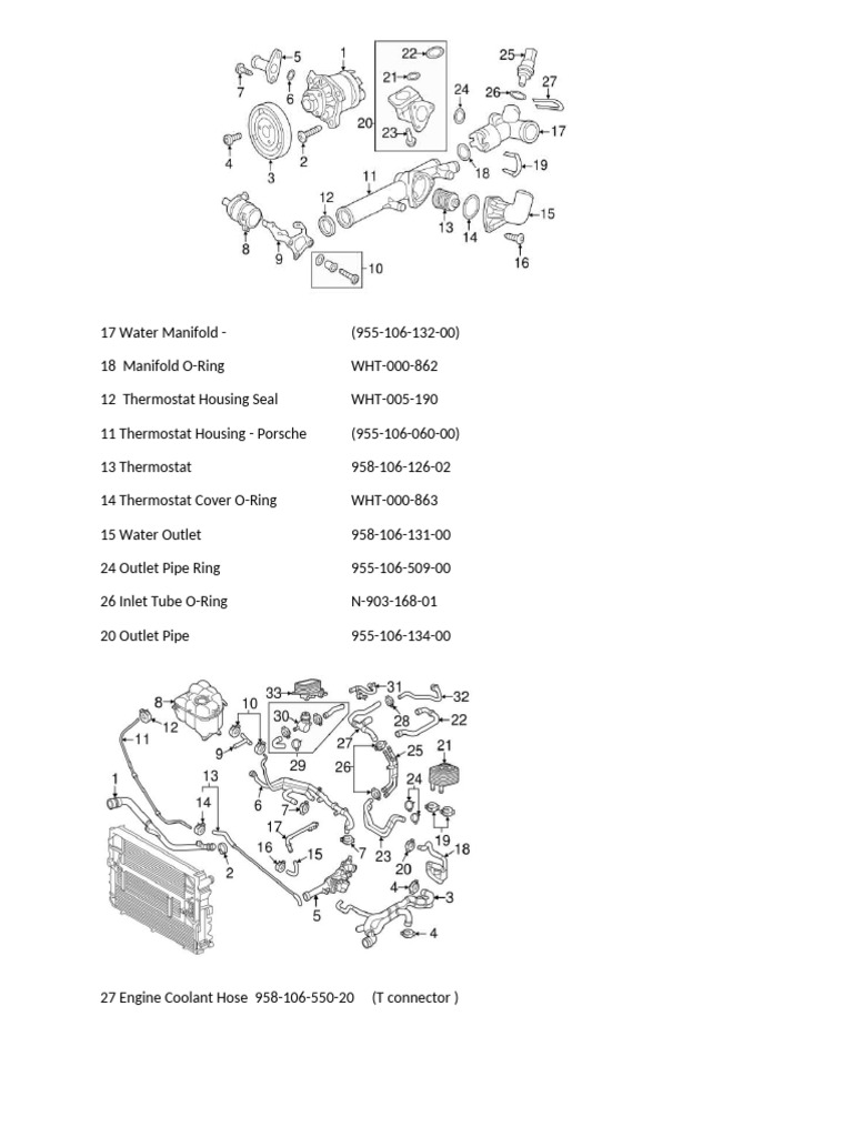 Porsche Water Manifold Components List | PDF
