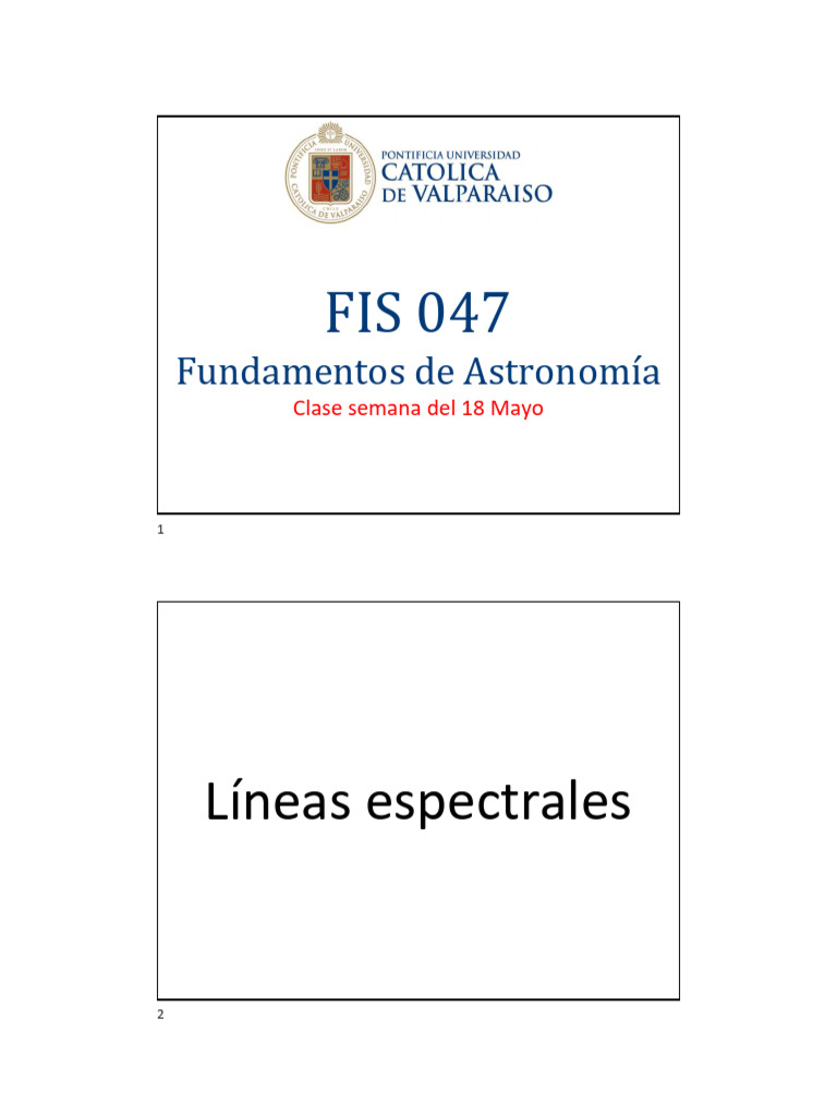 Espectros y Astronomía Básica | PDF | Espectro de emisión | Línea espectral