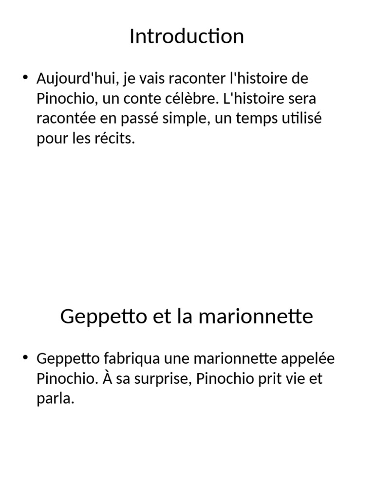L'histoire de Pinocchio en résumé | PDF